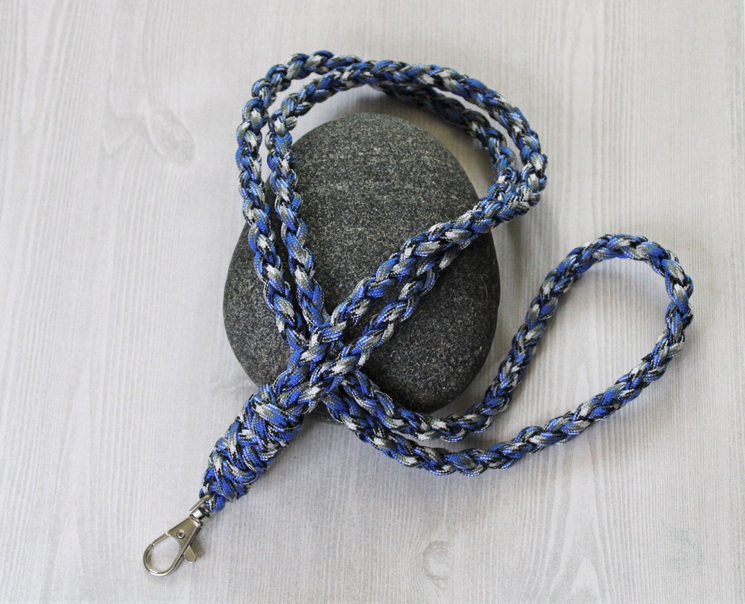 Blue Paracord Neck Lanyard, Braided ID Badge Holder, Teacher Gift ...