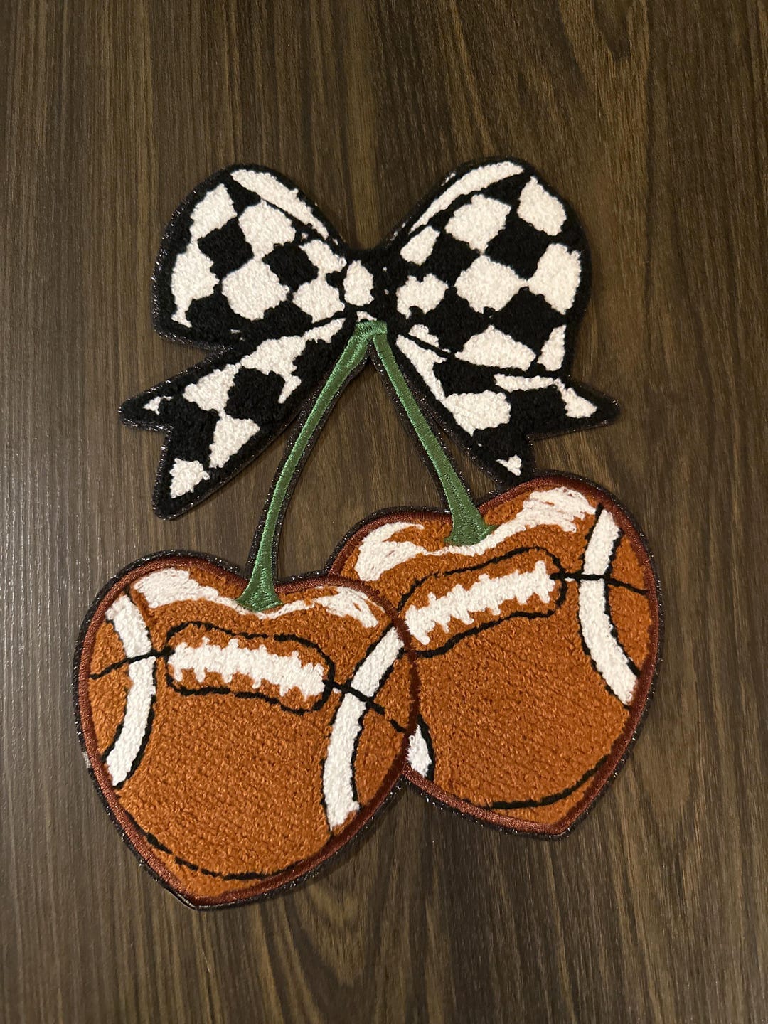 Checkered Cherry Football Iron on Chenille/sequin Patch - Etsy