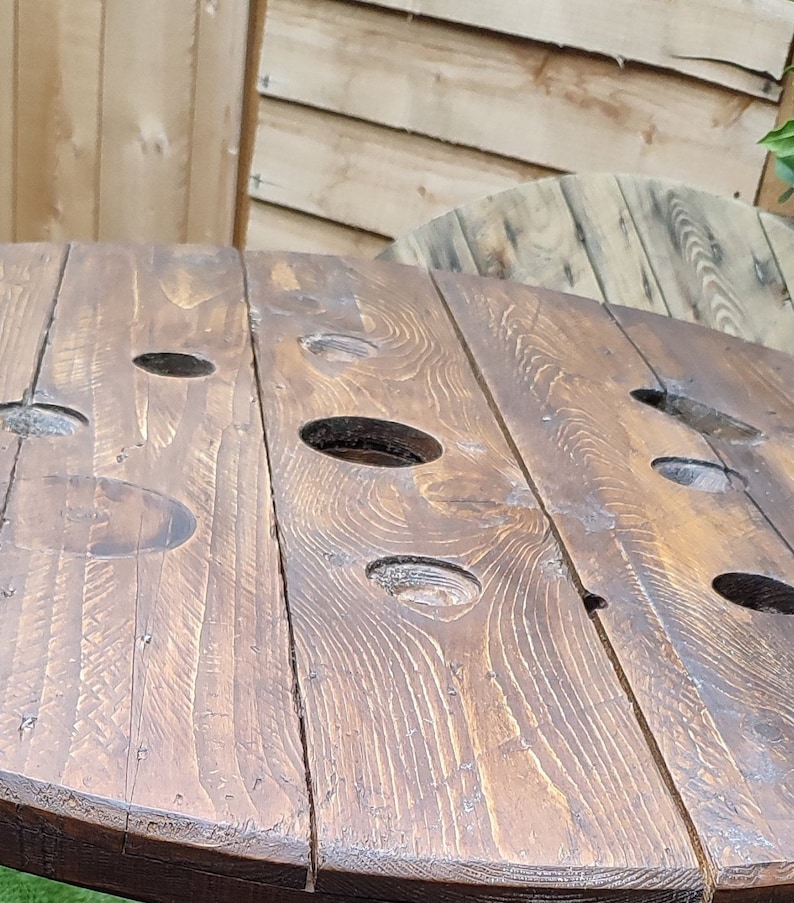 Reclaimed Industrial & Rustic Style Table Top Round Made From Cable ...