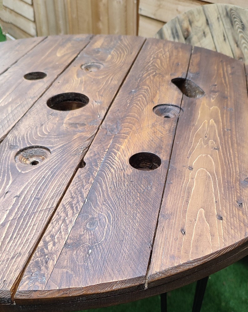 Reclaimed Industrial & Rustic Style Table Top Round Made From Cable ...