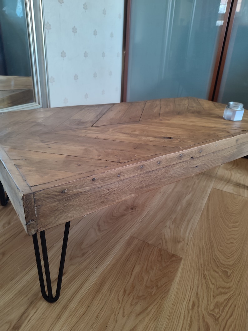 Reclaimed Wood Herringbone Coffee Table - Etsy UK