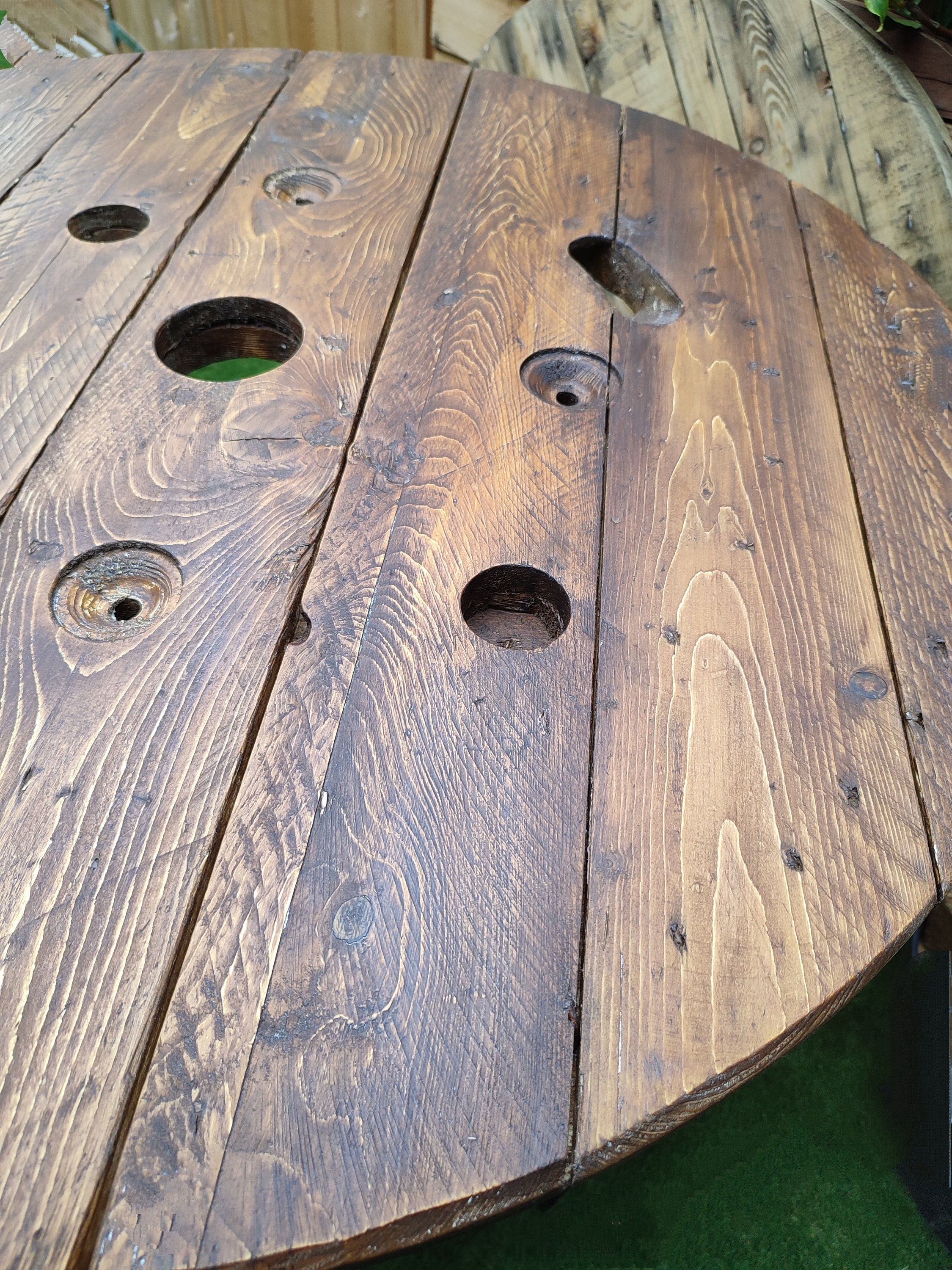 Reclaimed Industrial & Rustic Style Table Top Round Made From Cable ...