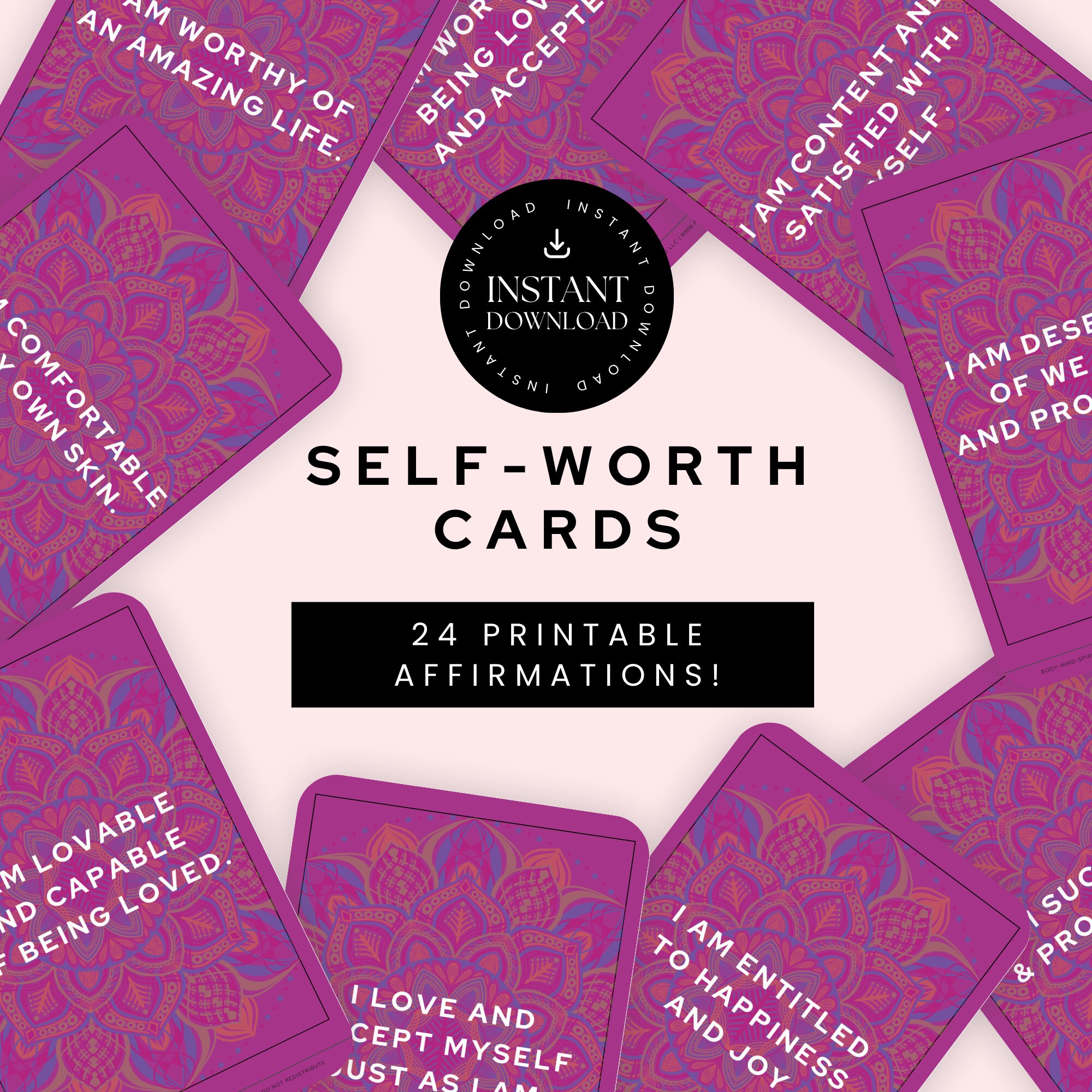 Self-worth Affirmation Cards, Self-confidence Affirmation Cards ...
