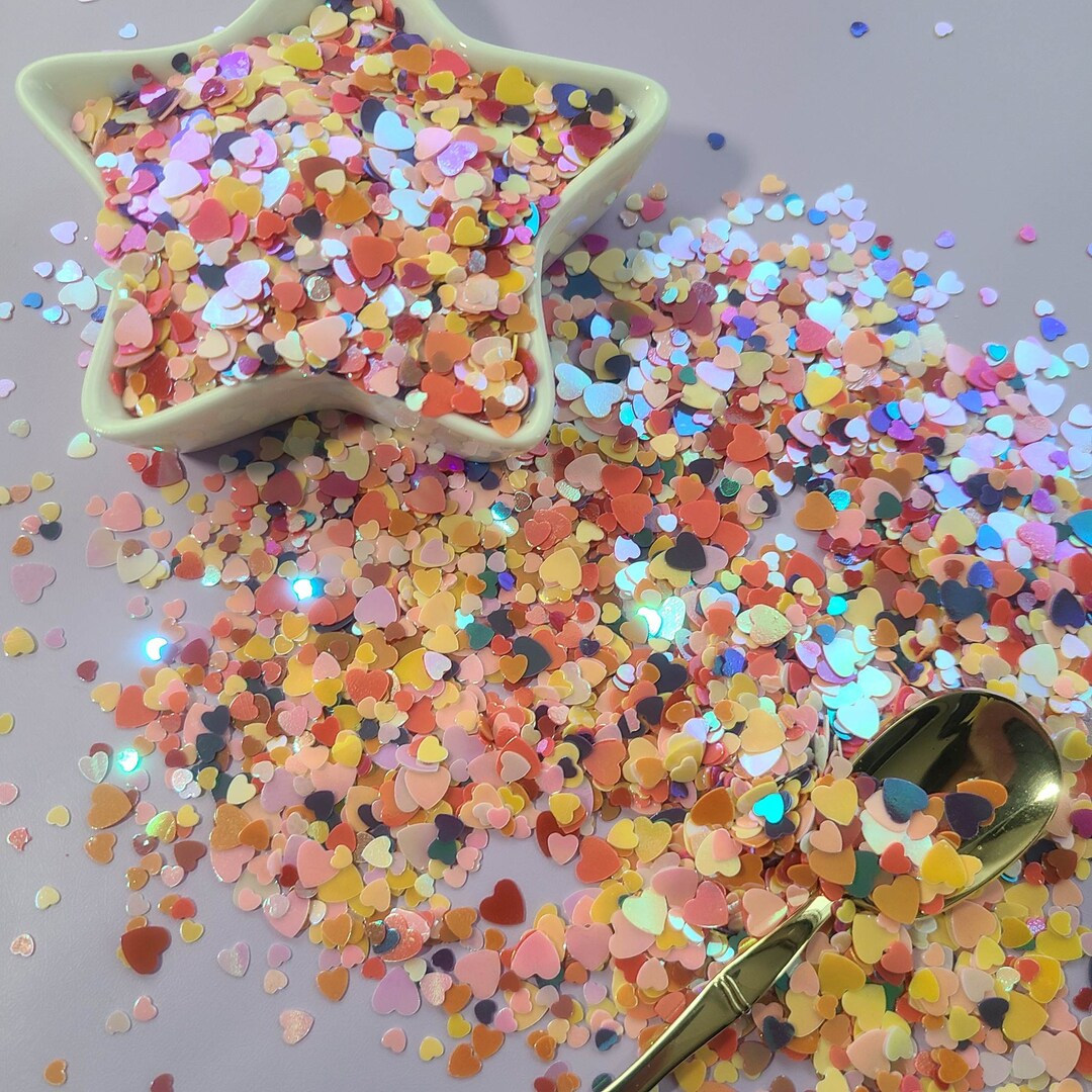 Mixed Colors Heart Shape Sequins10g&1oz, Hearts Glitter, Iridescent ...