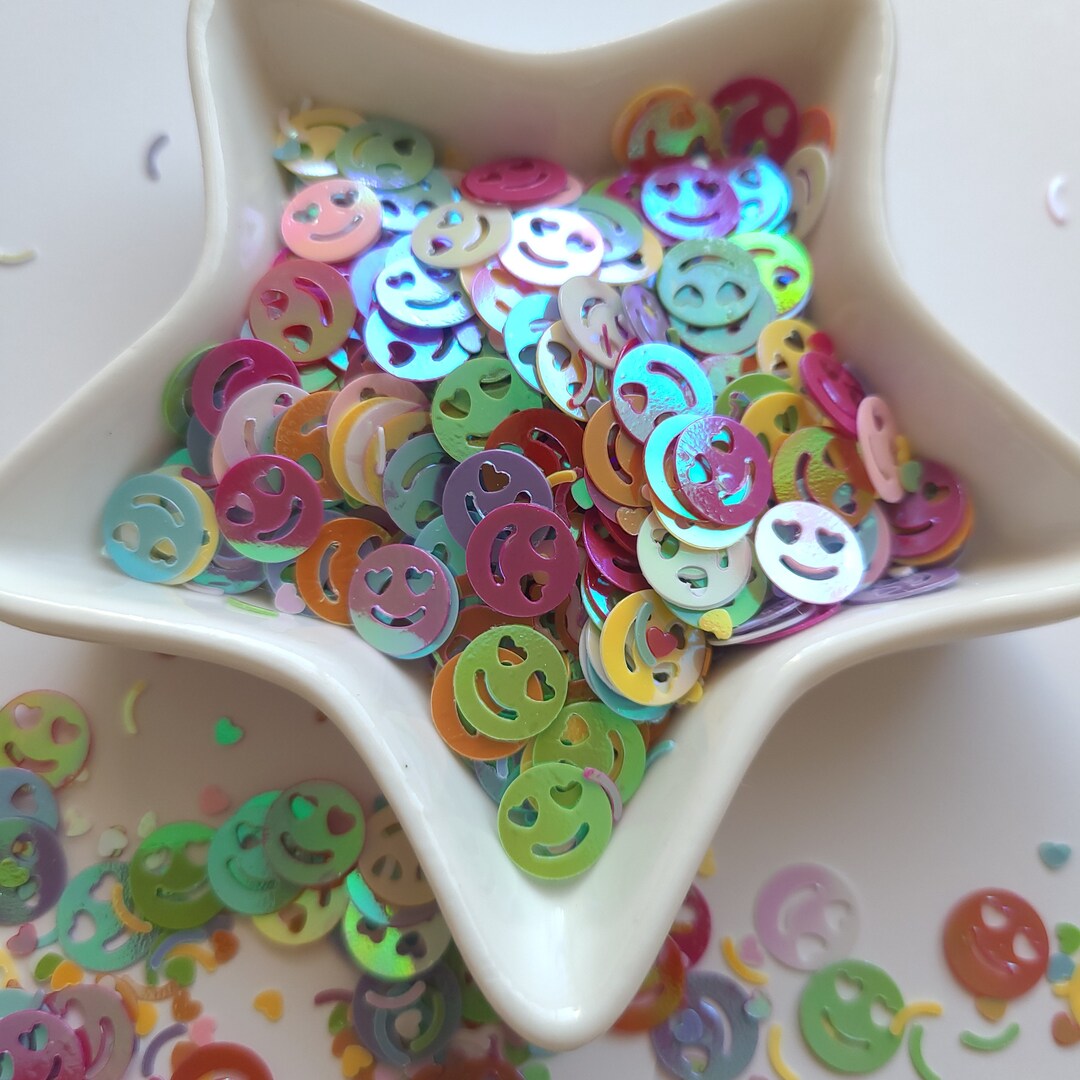 Smiley Face Sequins10g&1oz,smiley Face Glitter,iridescent Sequins ...