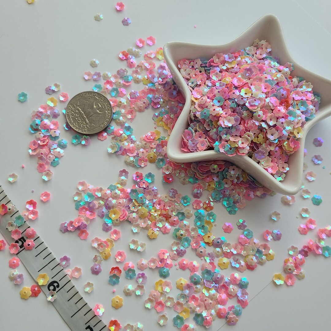 Pastel Color Flower Shape Glitter10g&1oz,flower Sequins,iridescent ...