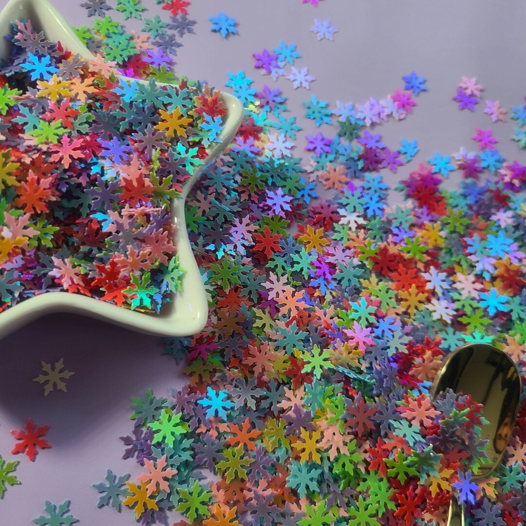 Mixed Colors Snowflakes Sequins10g&1oz, Snowflakes Glitter, Iridescent ...