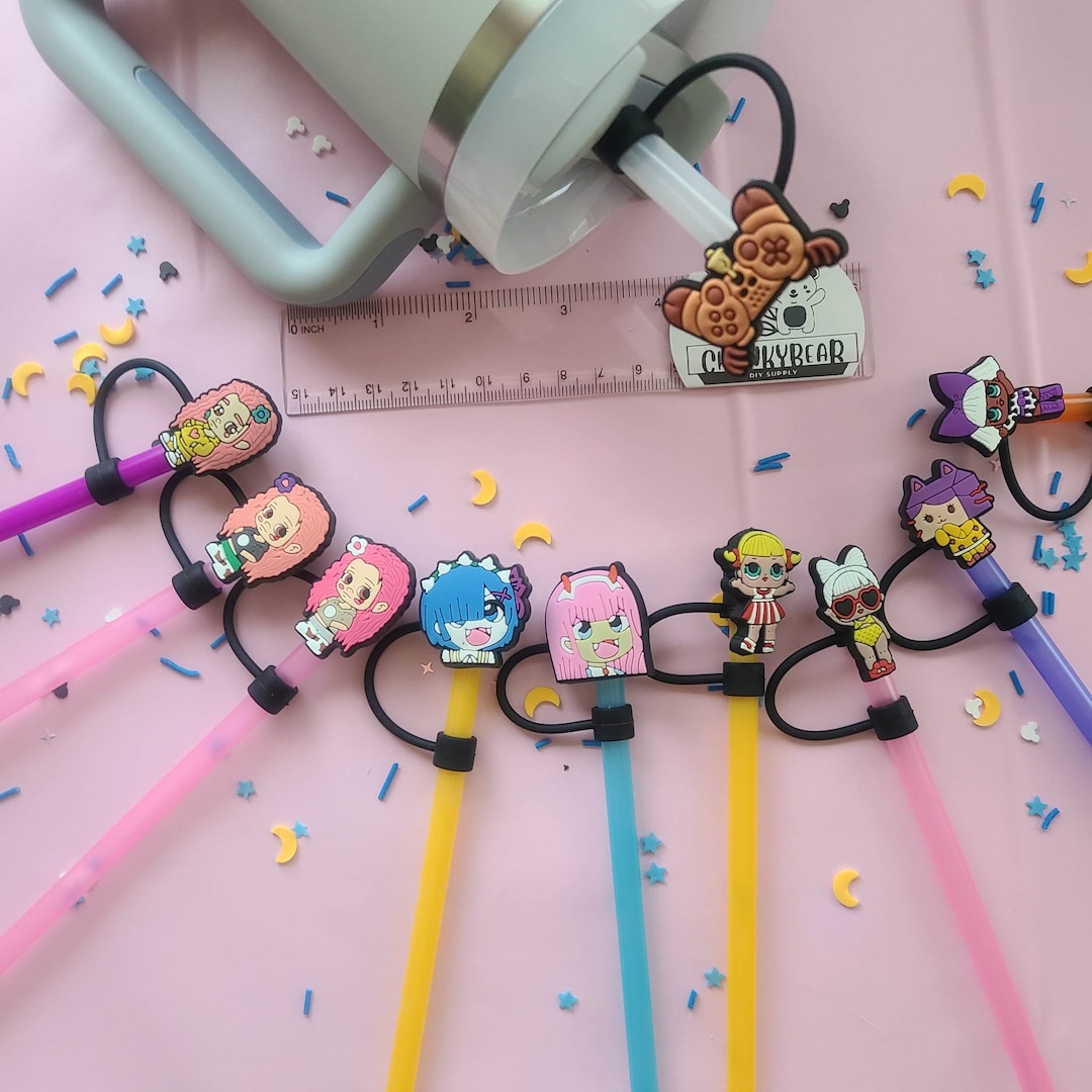 Cute Girl Straw Toppers, Straw Charm, Straw Covers, Reusable Straw ...