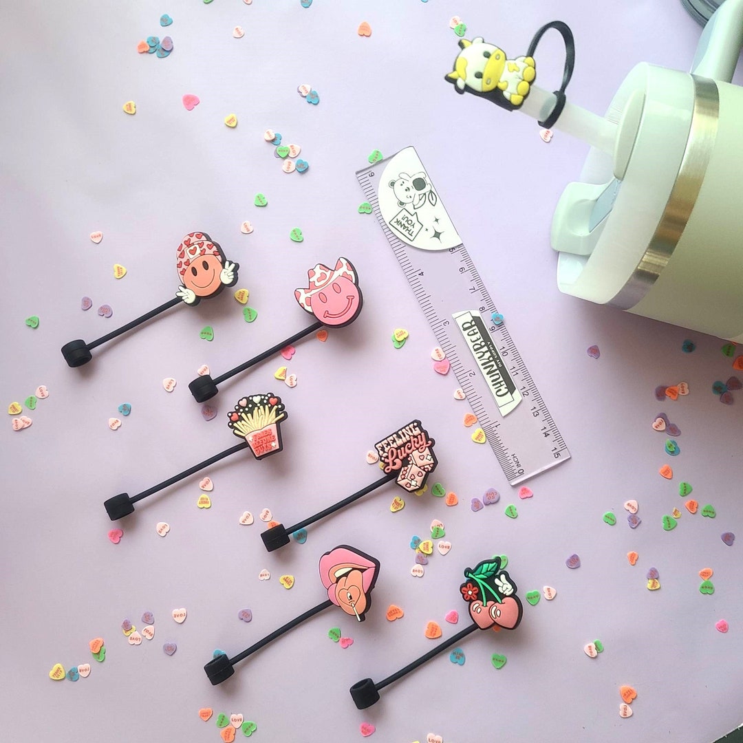 Pink Boho Straw Toppers Straw Charm Straw Covers Reusable Straw Cover ...