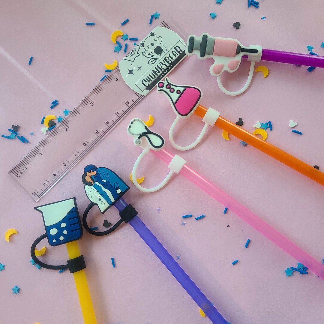 Medical Straw Toppers Straw Charm Straw Covers Reusable - Etsy