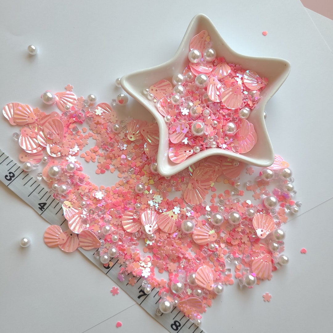 Pink Seashell Mixed Glitter(10g&1oz), Iridescent Sequins, Glitter Mix ...
