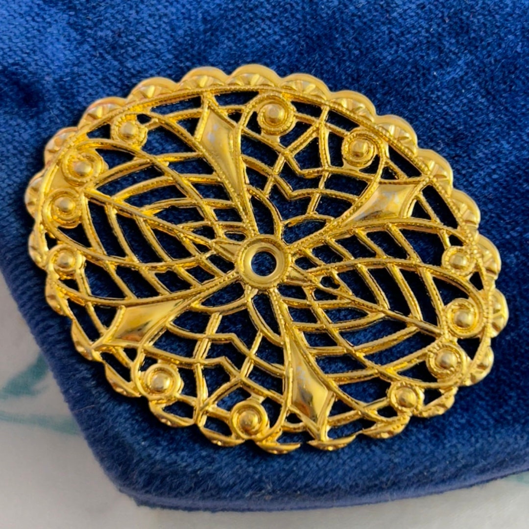 Vintage Metal Stamping, Filigree Metal Jewelry Finding, Metal Stamping ...