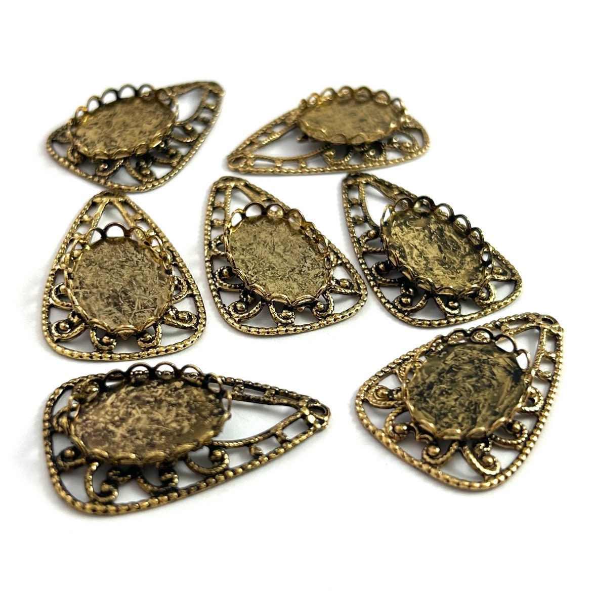 Lot of 7, Vintage Cabochon Setting Lot, 18mm X 13mm Cabochon, Blanks ...