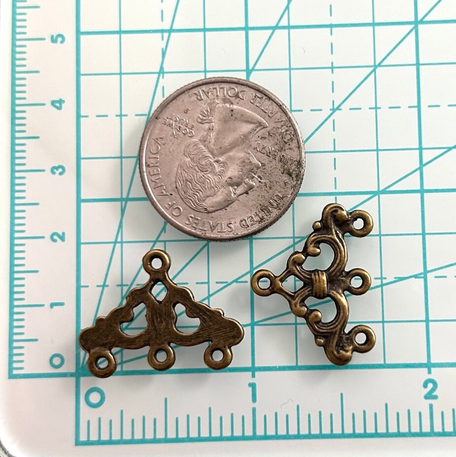 Lot of 2, Necklace Connector, Three Loop Connector, Multi Hole ...