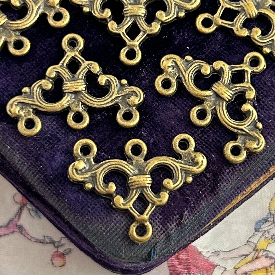 Lot of 2, Necklace Connector, Three Loop Connector, Multi Hole ...