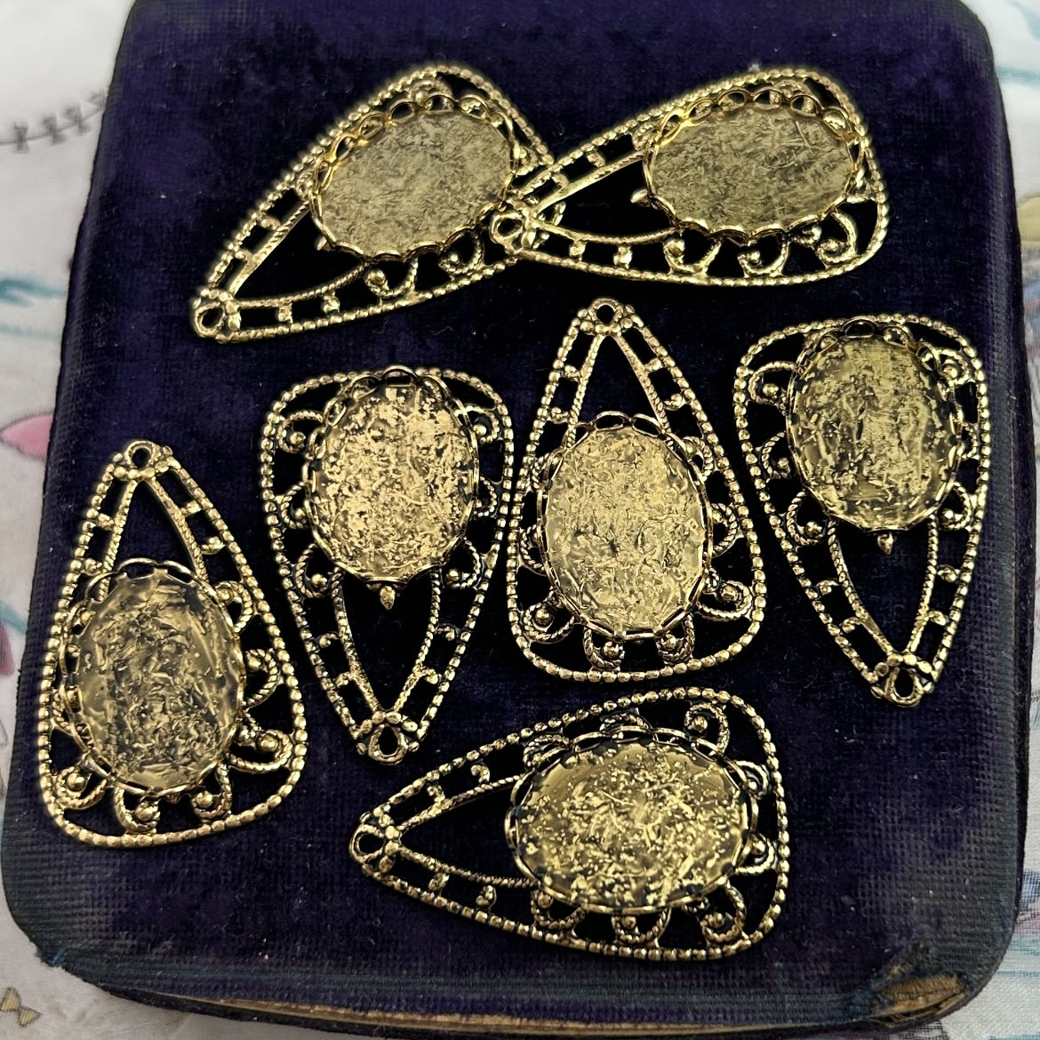 Lot of 7, Vintage Cabochon Setting Lot, 18mm X 13mm Cabochon, Blanks ...