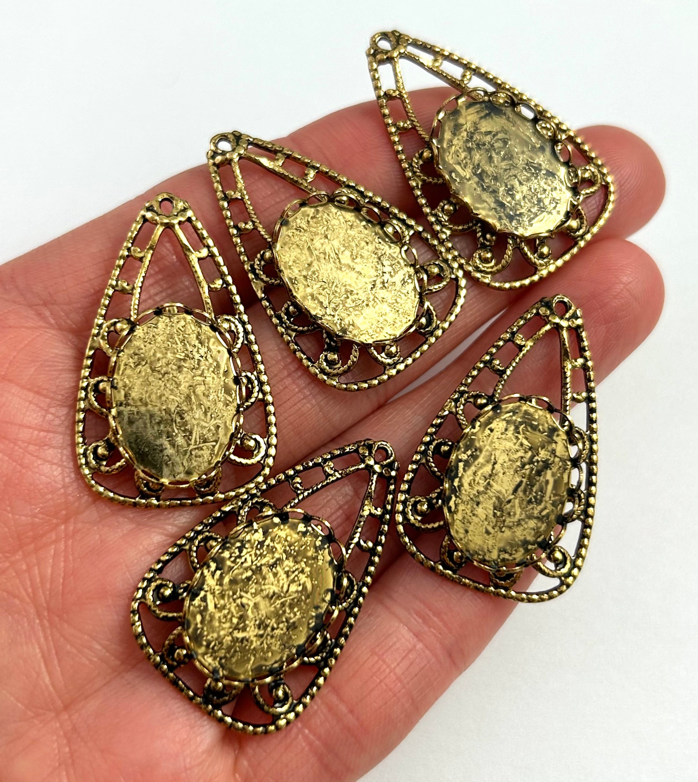 Lot of 7, Vintage Cabochon Setting Lot, 18mm X 13mm Cabochon, Blanks ...