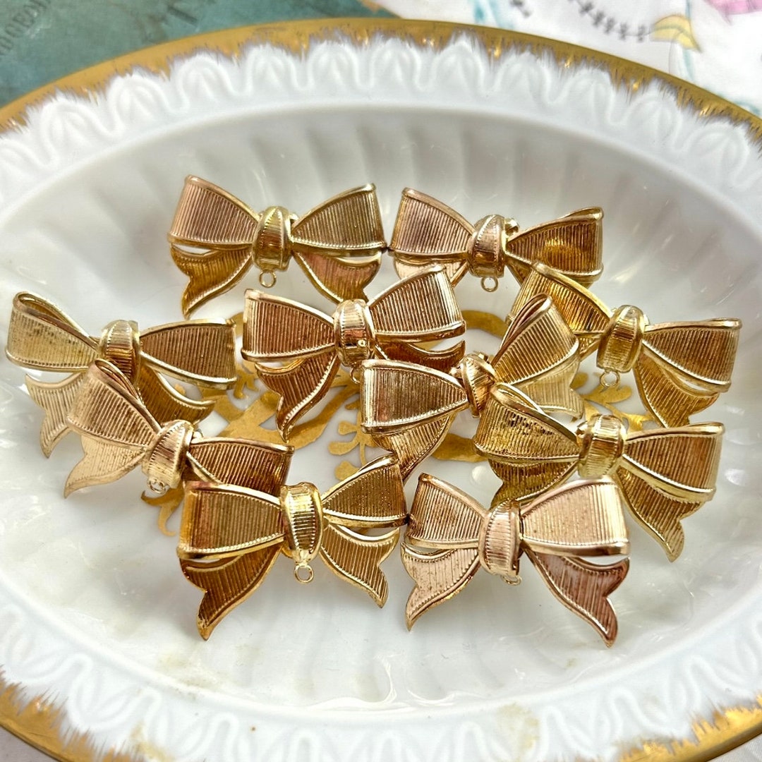 Vintage Earring Findings, Vintage Bow Earrings, Gold Tone Metal ...