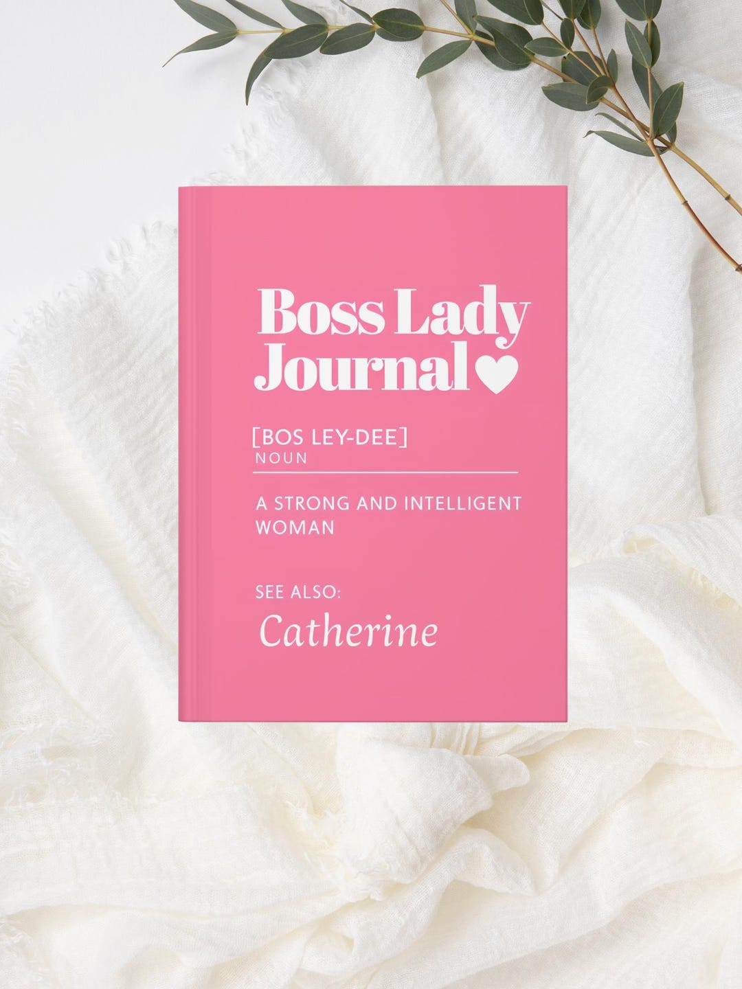 Personalized Boss Lady Journal - Pink Hardcover Notebook Gift, Custom ...