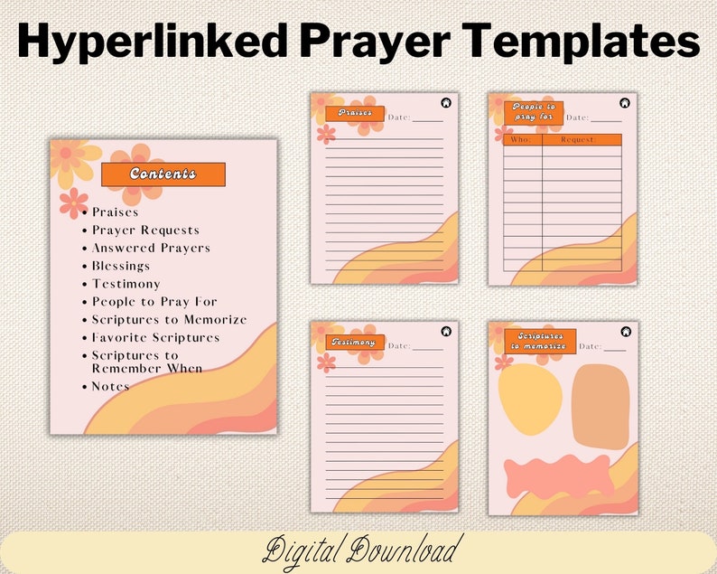 Retro Prayer Journal | Prayer Planner Printable | Digital Gratitude ...