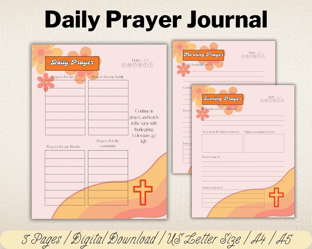 Retro Daily Prayer Journal | Prayer Planner Printable | Digital ...