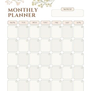 Beige and Pink Pastel Modern Monthly Planner Printable Digital Download ...