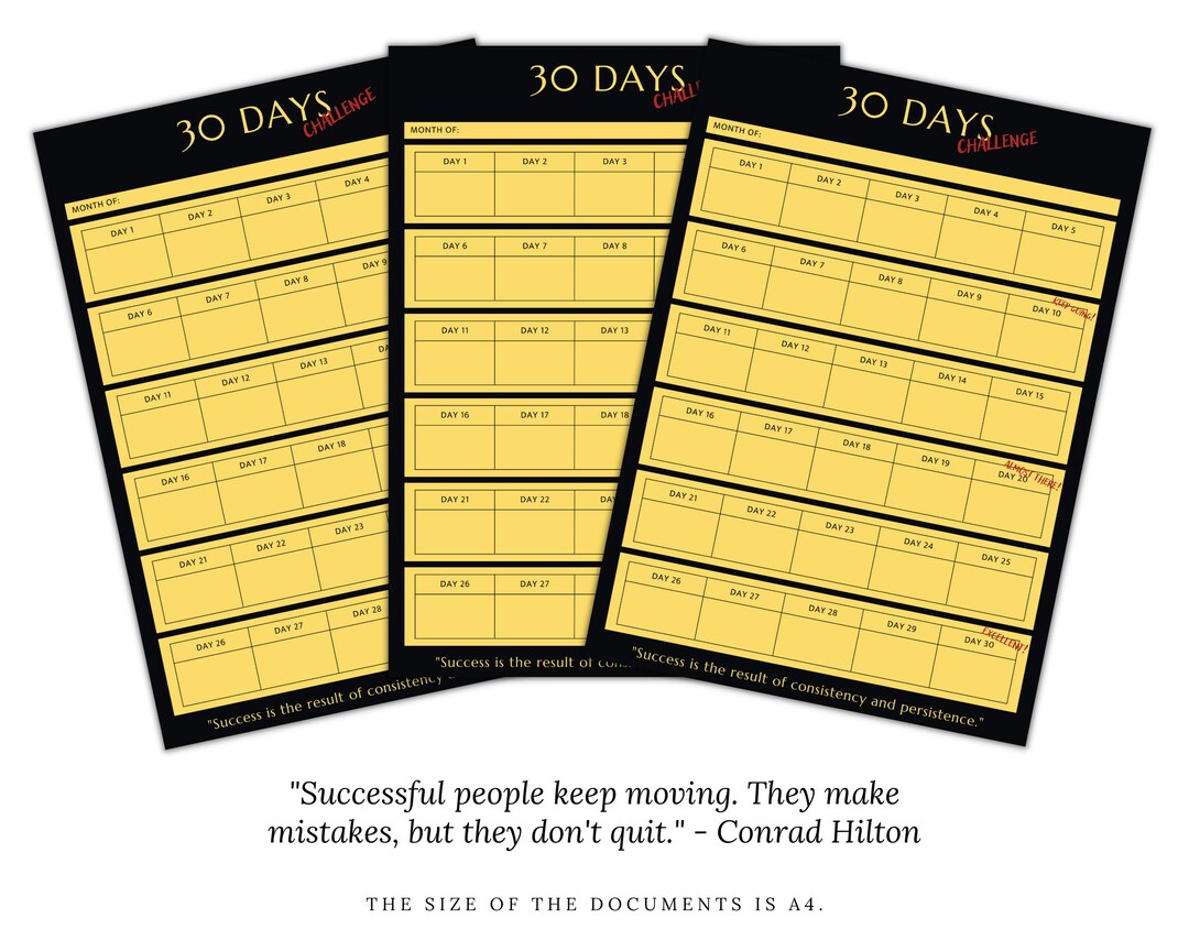 30 Days Challenge Sheet | Printable | Digital Download - Etsy