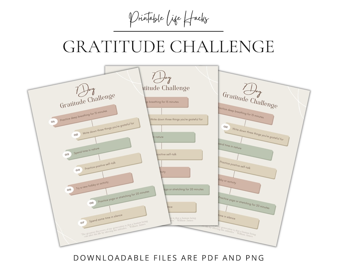 Gratitude Challenge | Printable | Digital Download - Etsy