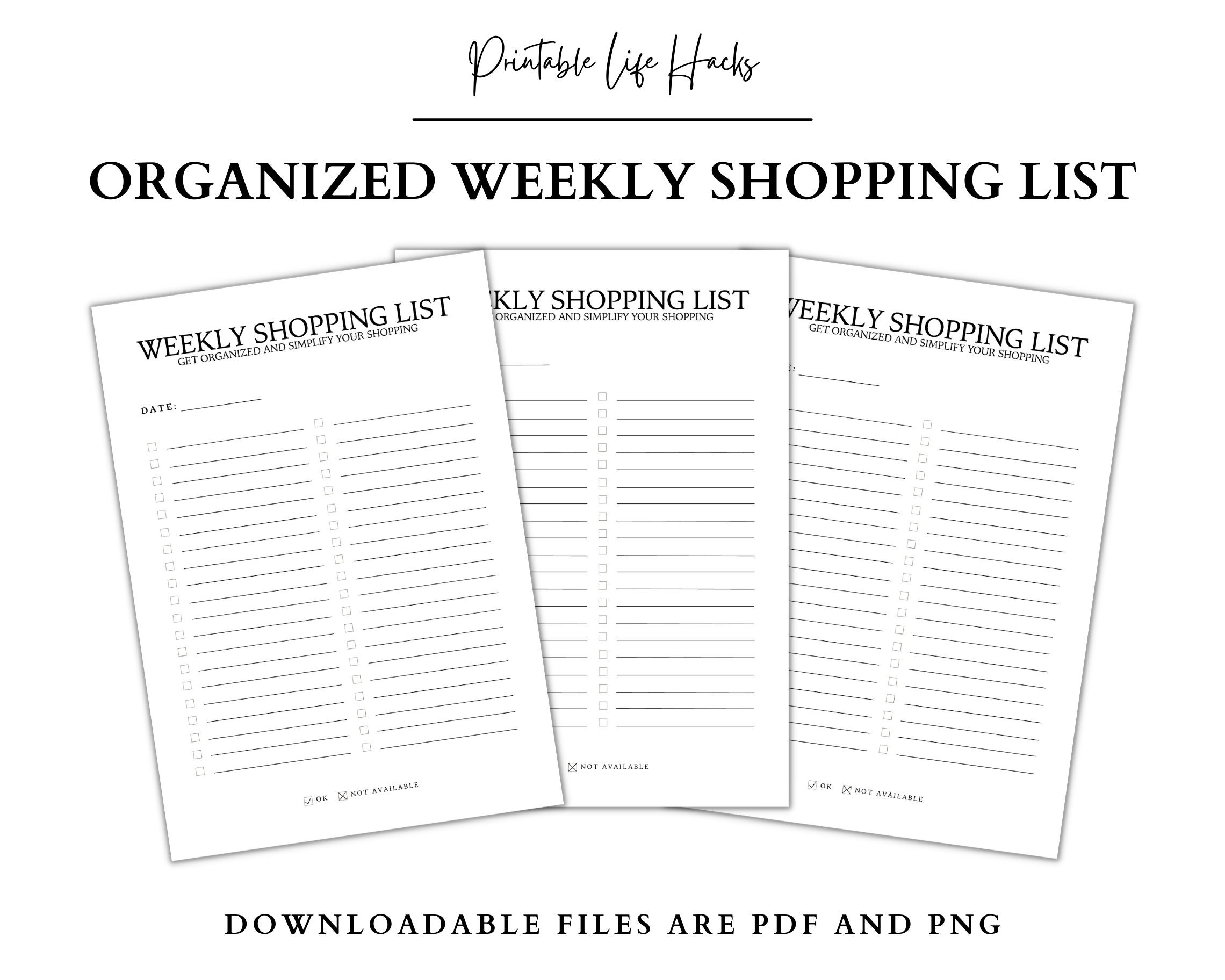 Organized Weekly Shopping List | Printable | Digital Download - Etsy