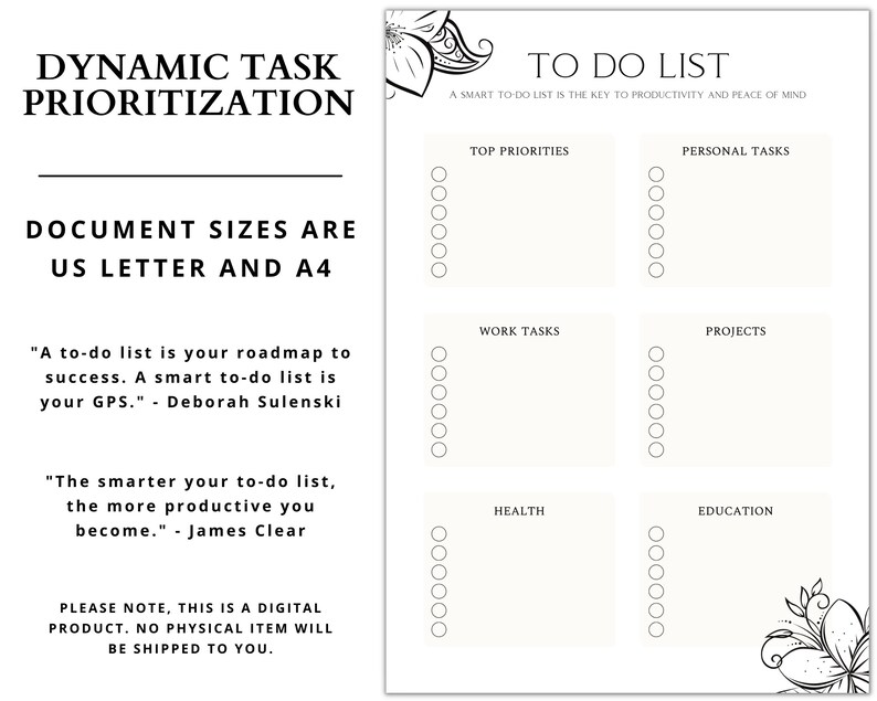 Dynamic Task Prioritization - Categorized To-do List | Printable ...