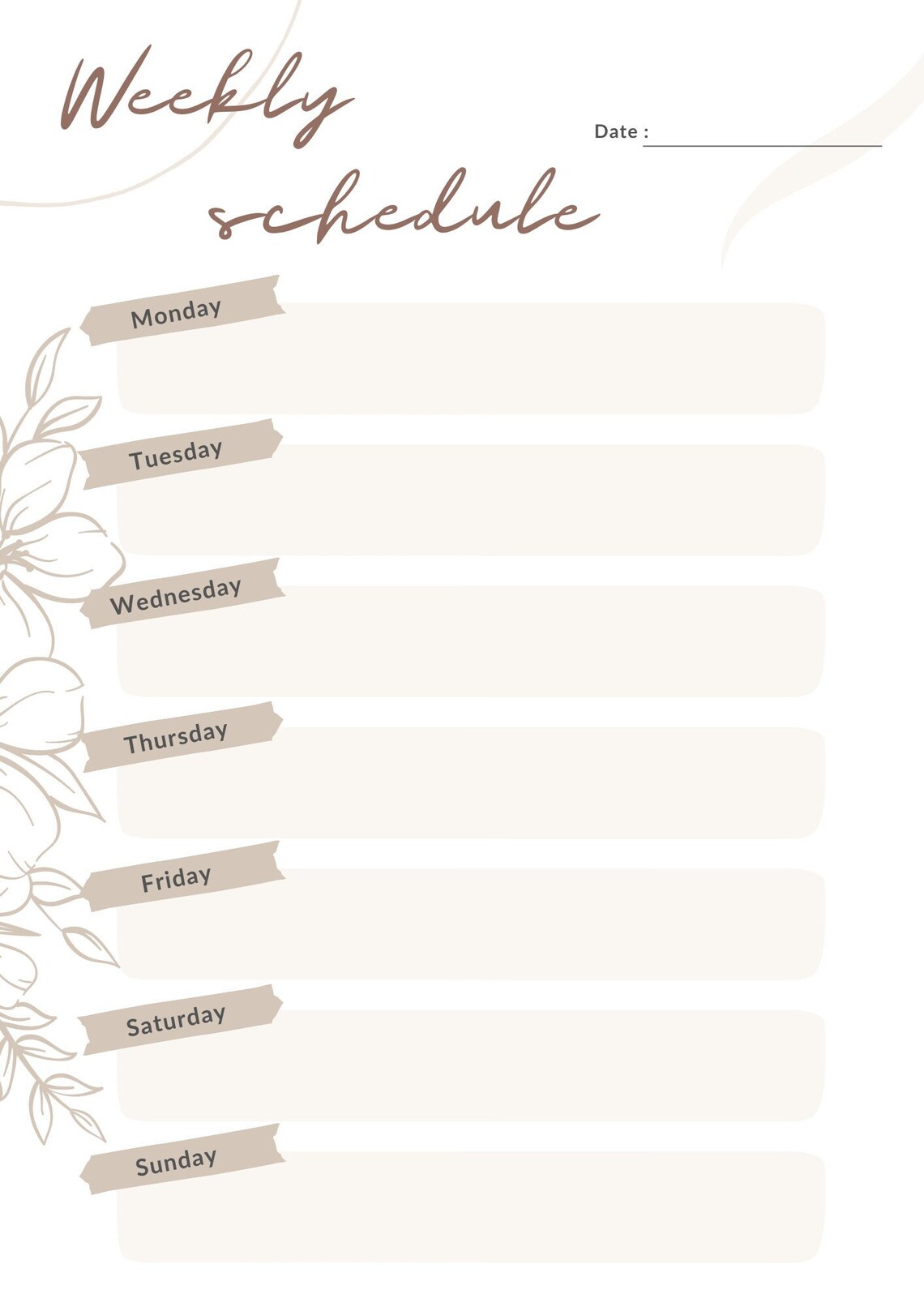 Beige Weekly Schedule Planner Template | Printable | Digital Download ...