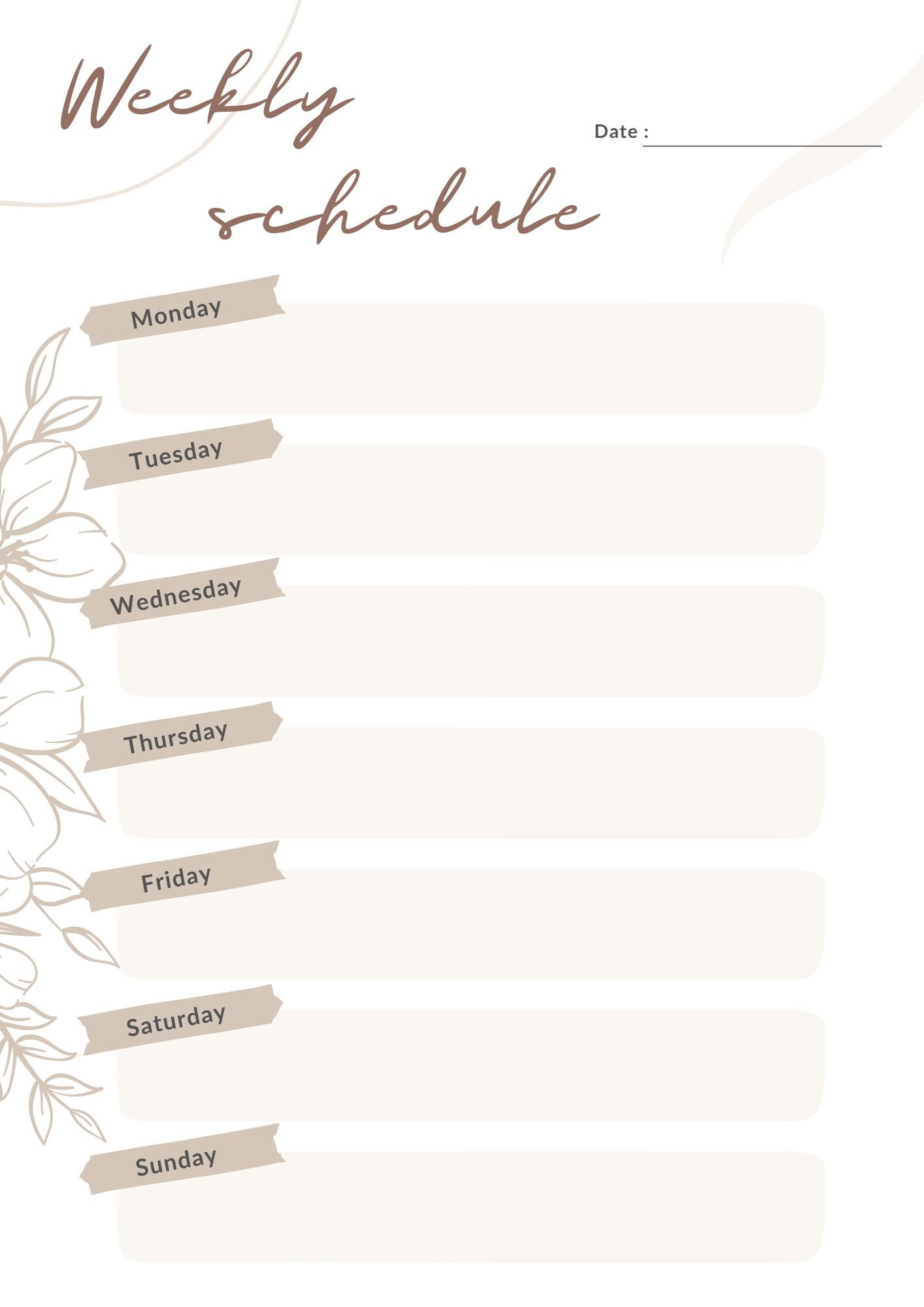 Beige Weekly Schedule Planner Template | Printable | Digital Download ...