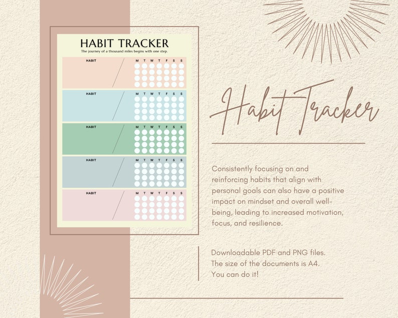 Colorful Habit Tracker Sheet | Printable | Digital Download - Etsy