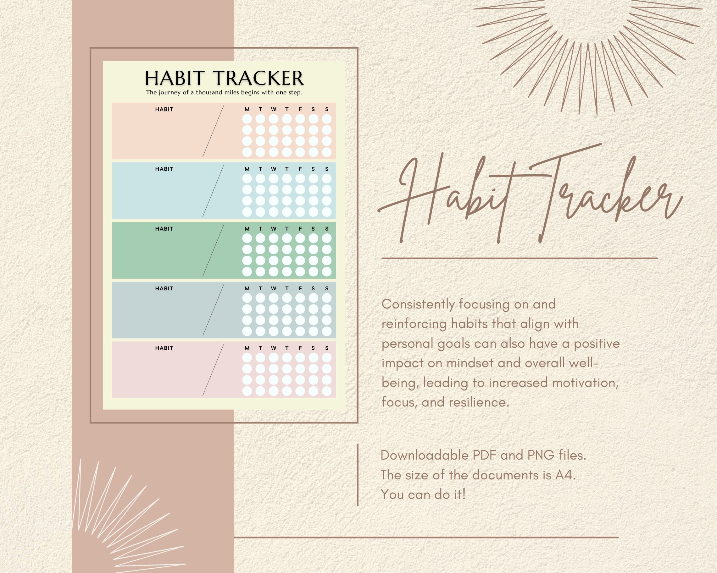 Colorful Habit Tracker Sheet | Printable | Digital Download - Etsy