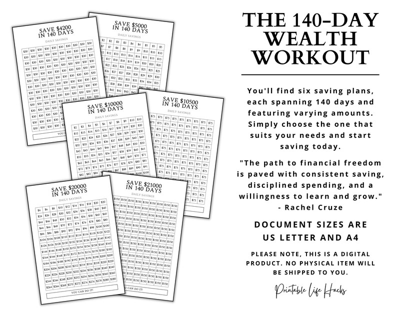 The 140-day Wealth Workout | Printable | Digital Download - Etsy