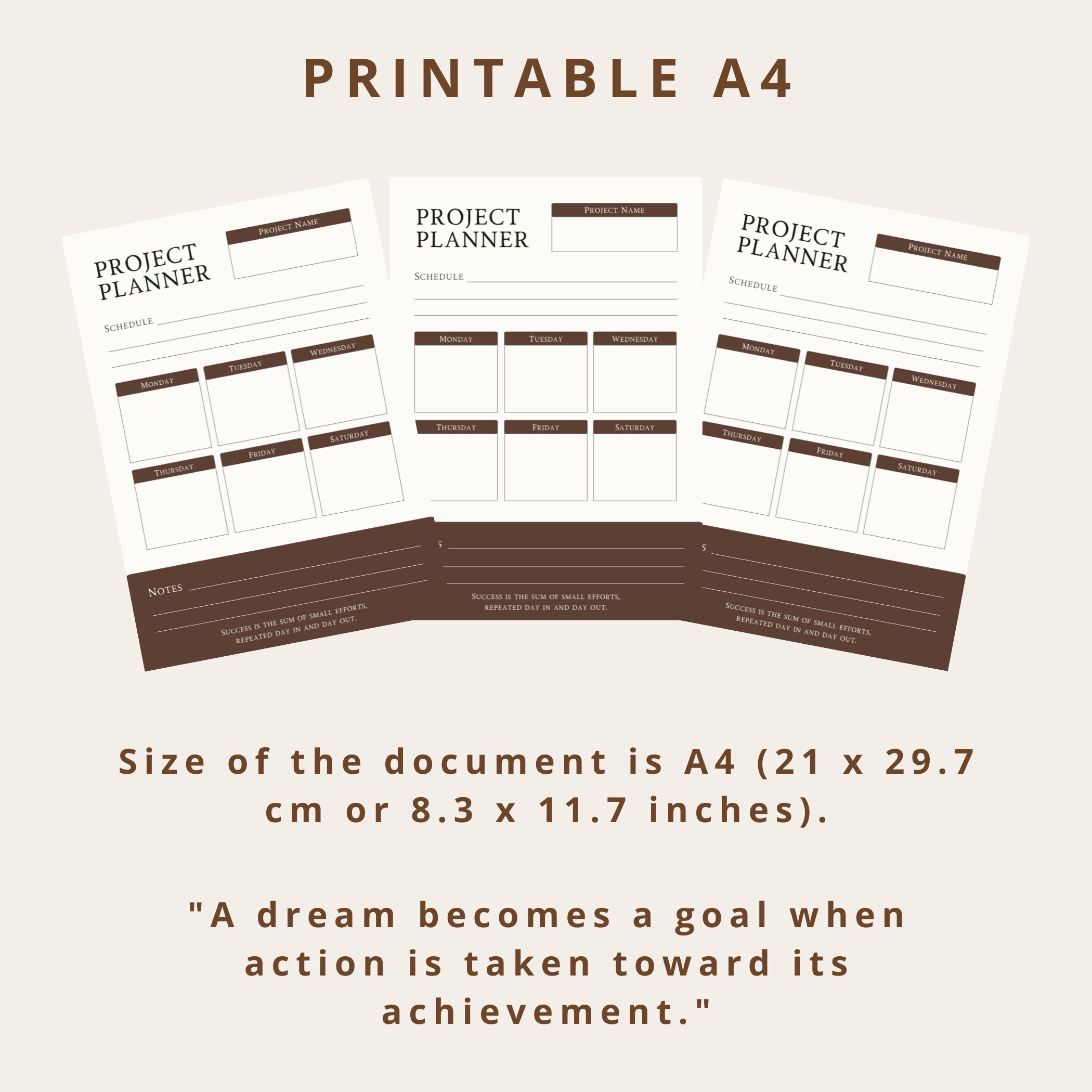 Brown Minimalist Project Planner | Printable | Digital Download - Etsy