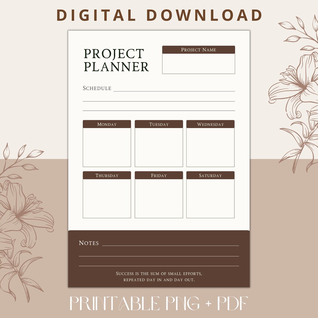 Brown Minimalist Project Planner | Printable | Digital Download - Etsy