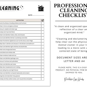 Professional Cleaning Checklist, Cleaning Task List, Detailed Cleaning ...