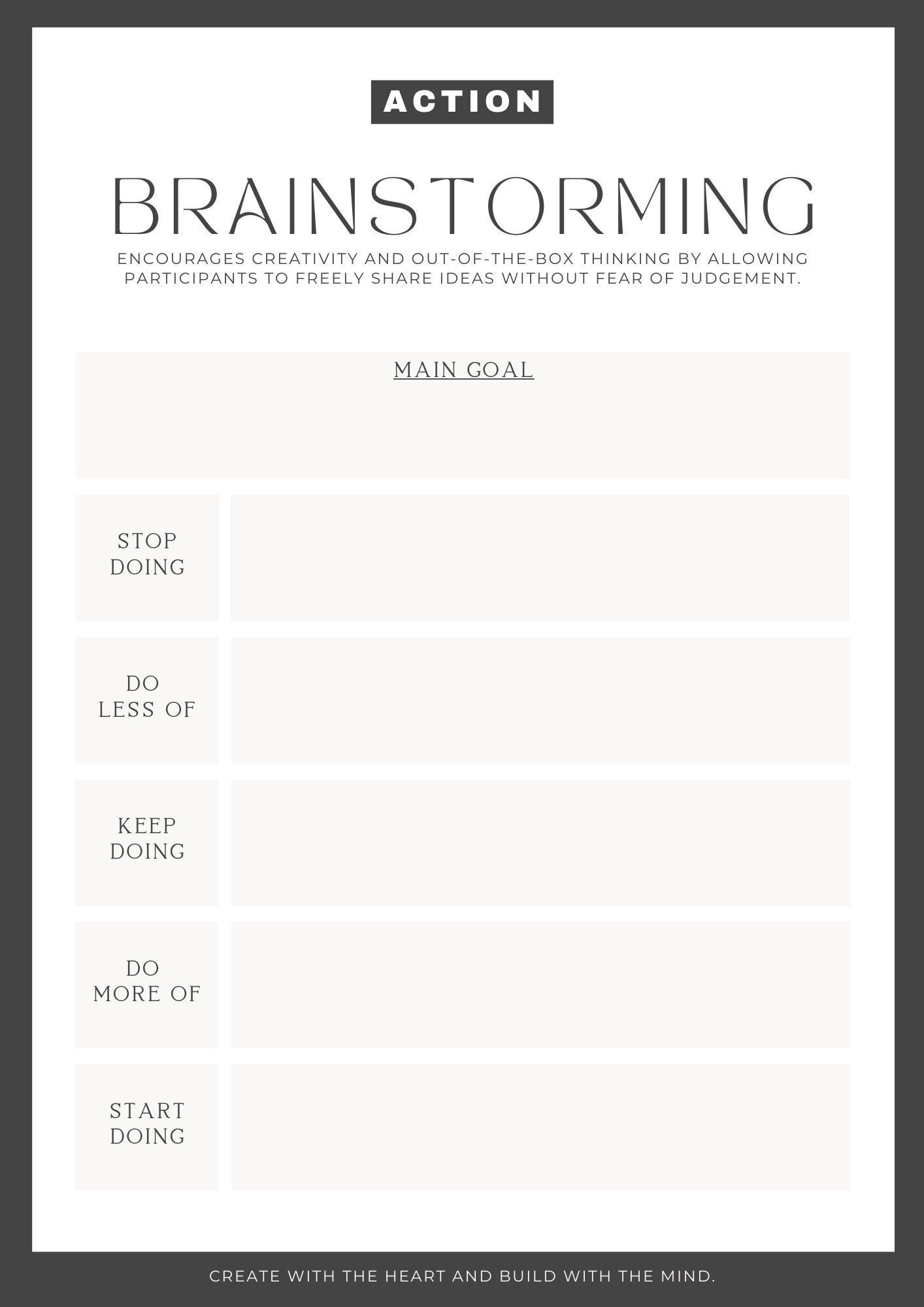Minimal Action Brainstorm Goal Planning Worksheet | Printable | Digital ...