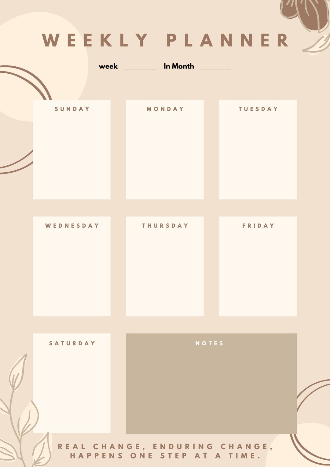 Cream Aesthetic Weekly Planner | Printable | Digital Download - Etsy