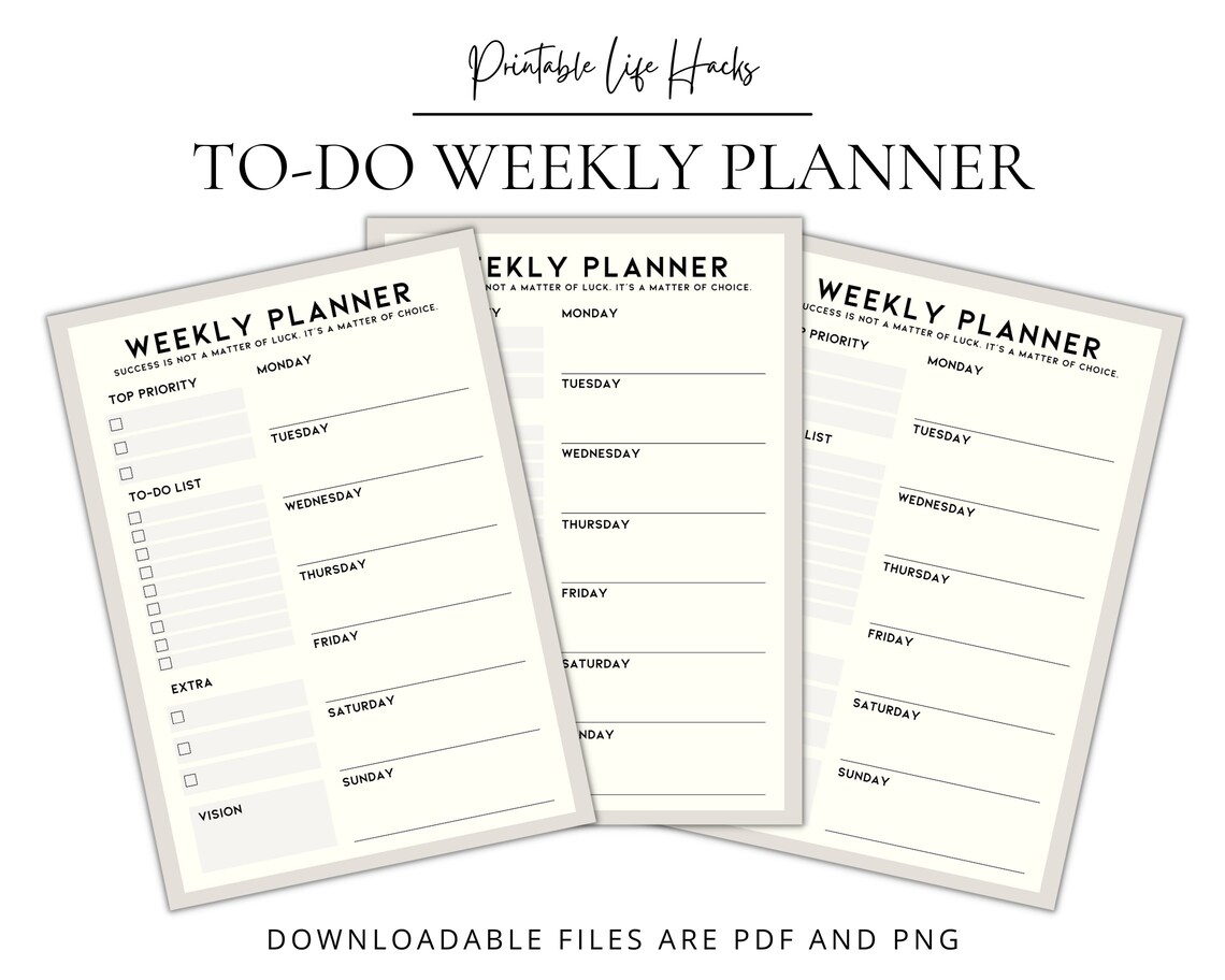 Minimalist Weekly Planner, Time Organizer, Schedule Planner ...