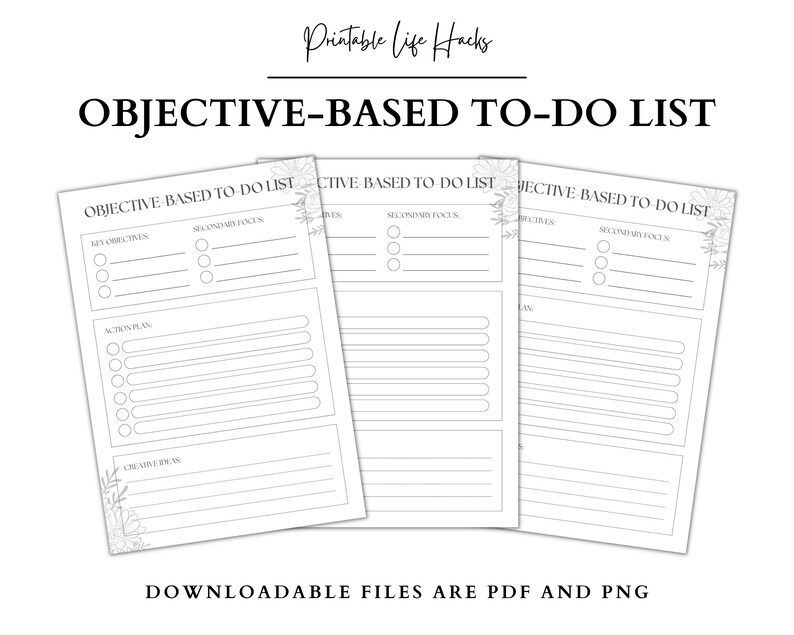 Objective-based To-do List Printable Digital Download - Etsy