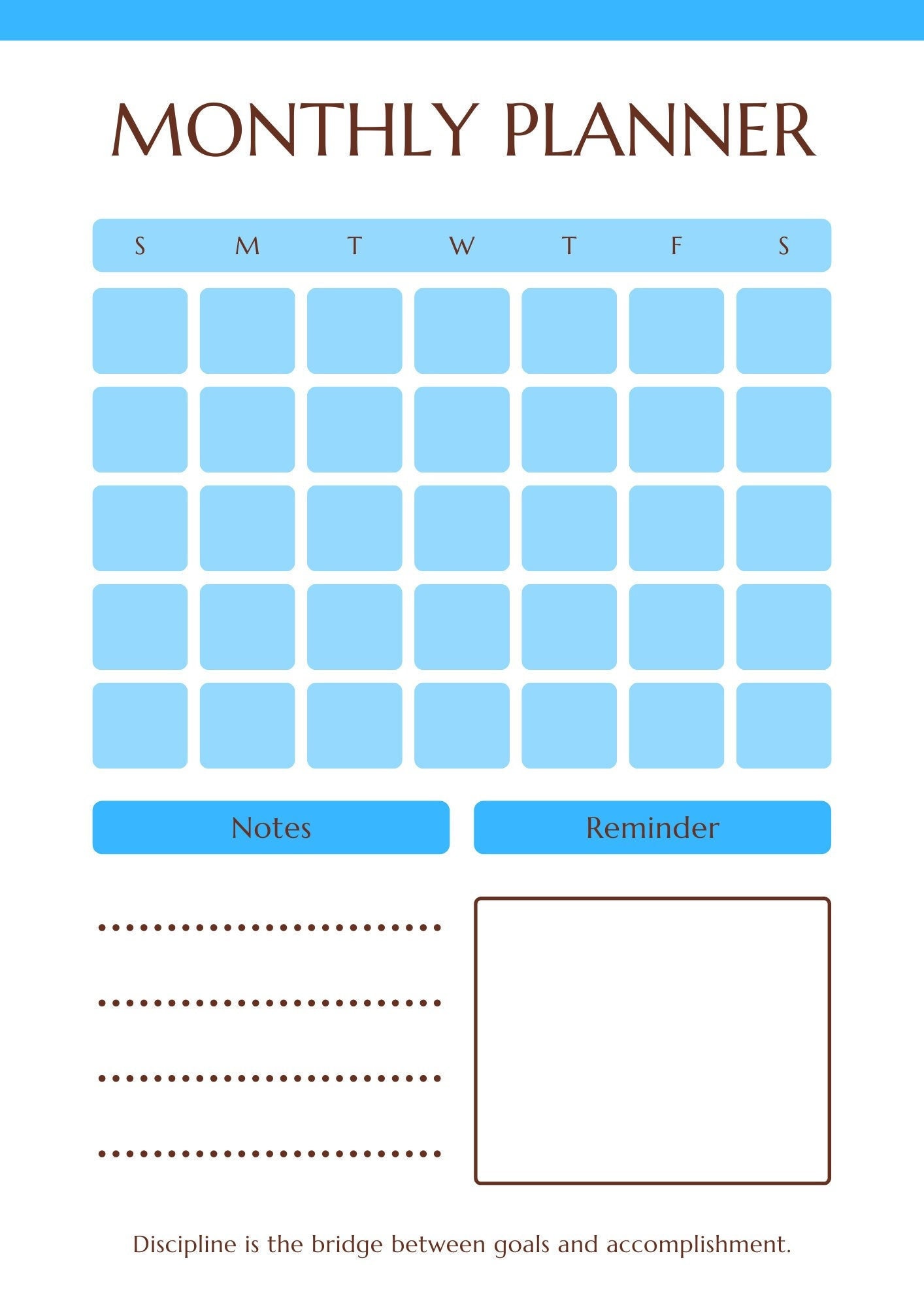 Blue General Monthly Planner | Printable | Digital Download - Etsy