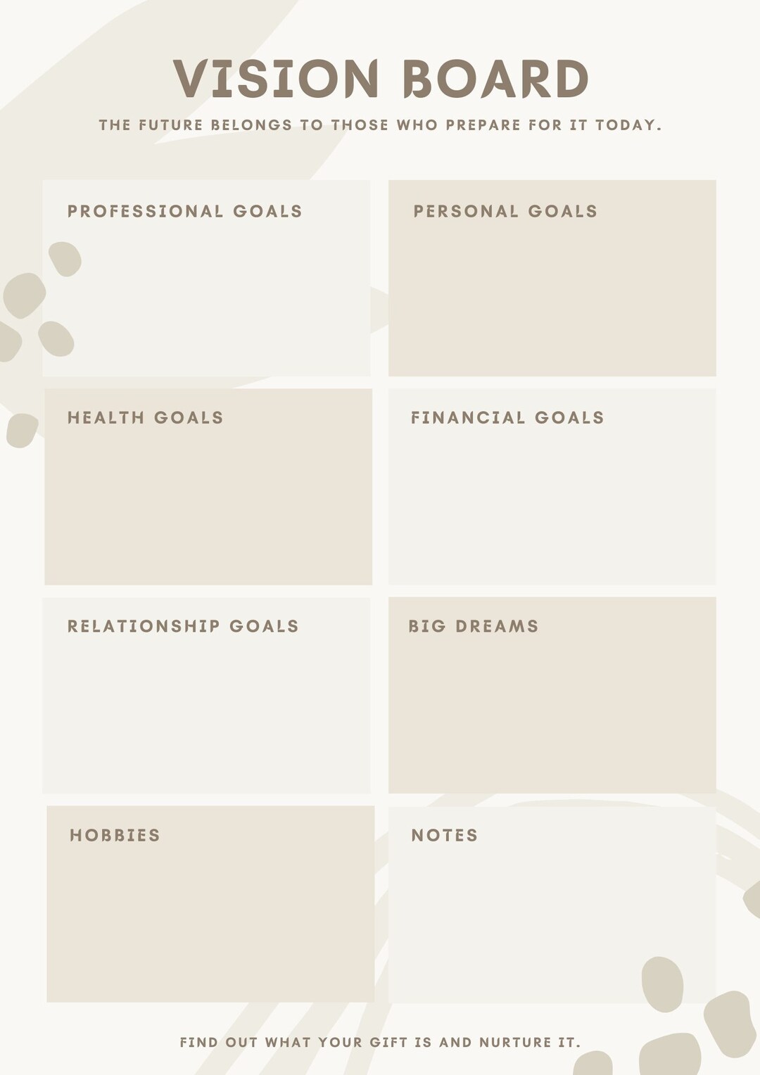 Organic Shapes Vision Board Planner Page | Printable | Digital Download ...