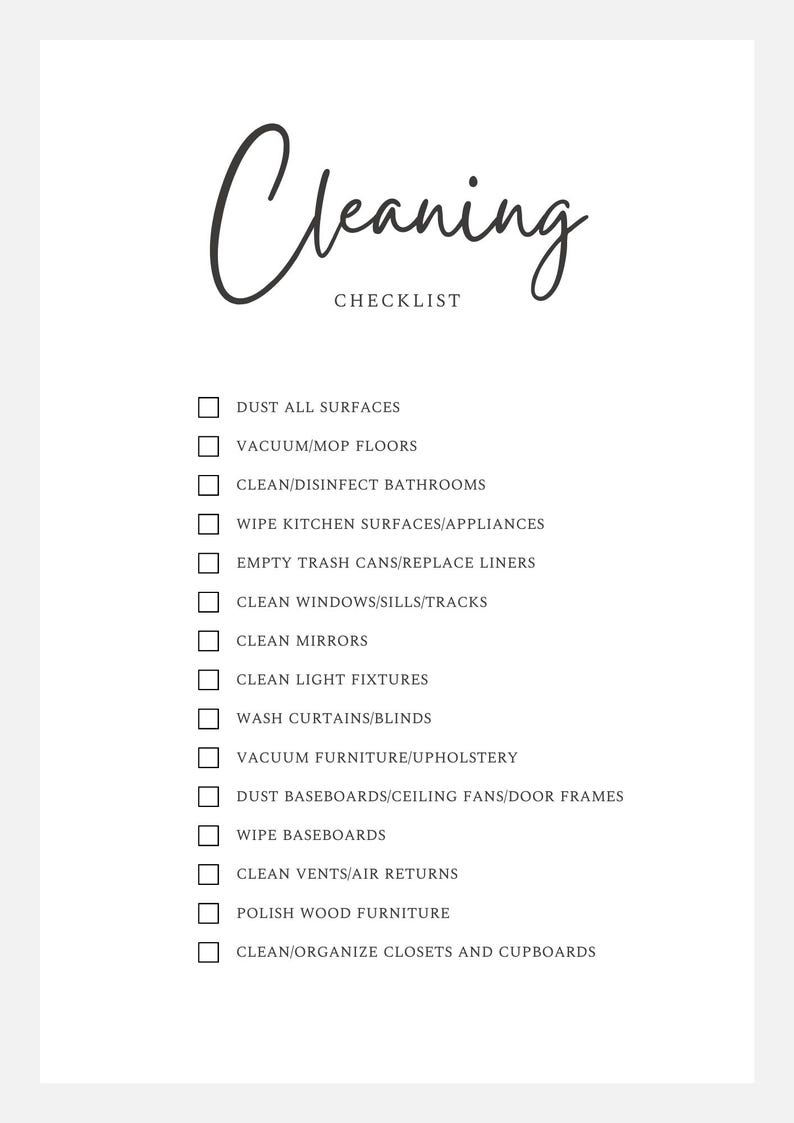 Minimalist Cleaning Checklist, House Cleaning Guide, Cleaning Routine ...