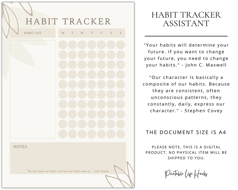 Beige Shapes Habit Tracker | Printable | Digital Download - Etsy