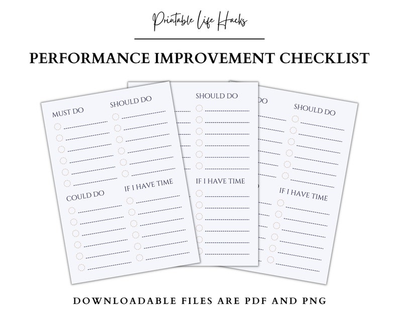 Strategic Action Plan Performance Improvement Checklist | Printable ...