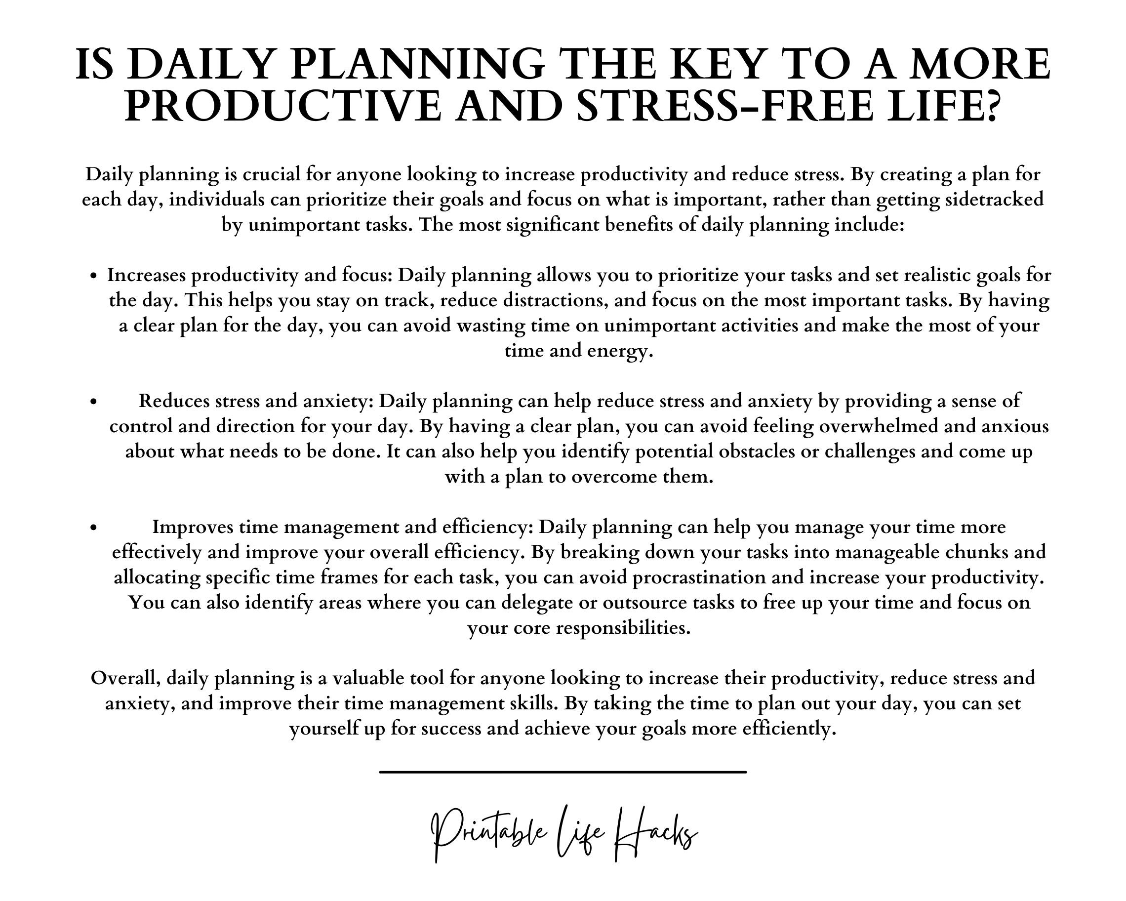 The Complete Day Planner Today's Plans Printable Digital Download - Etsy