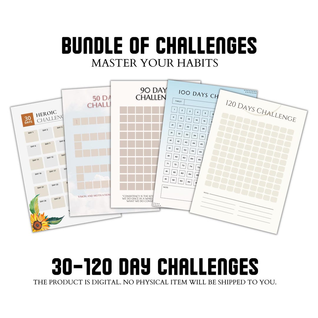 Bundle of Challenges, Build Better Habits, Healthy Habits, Fitness ...