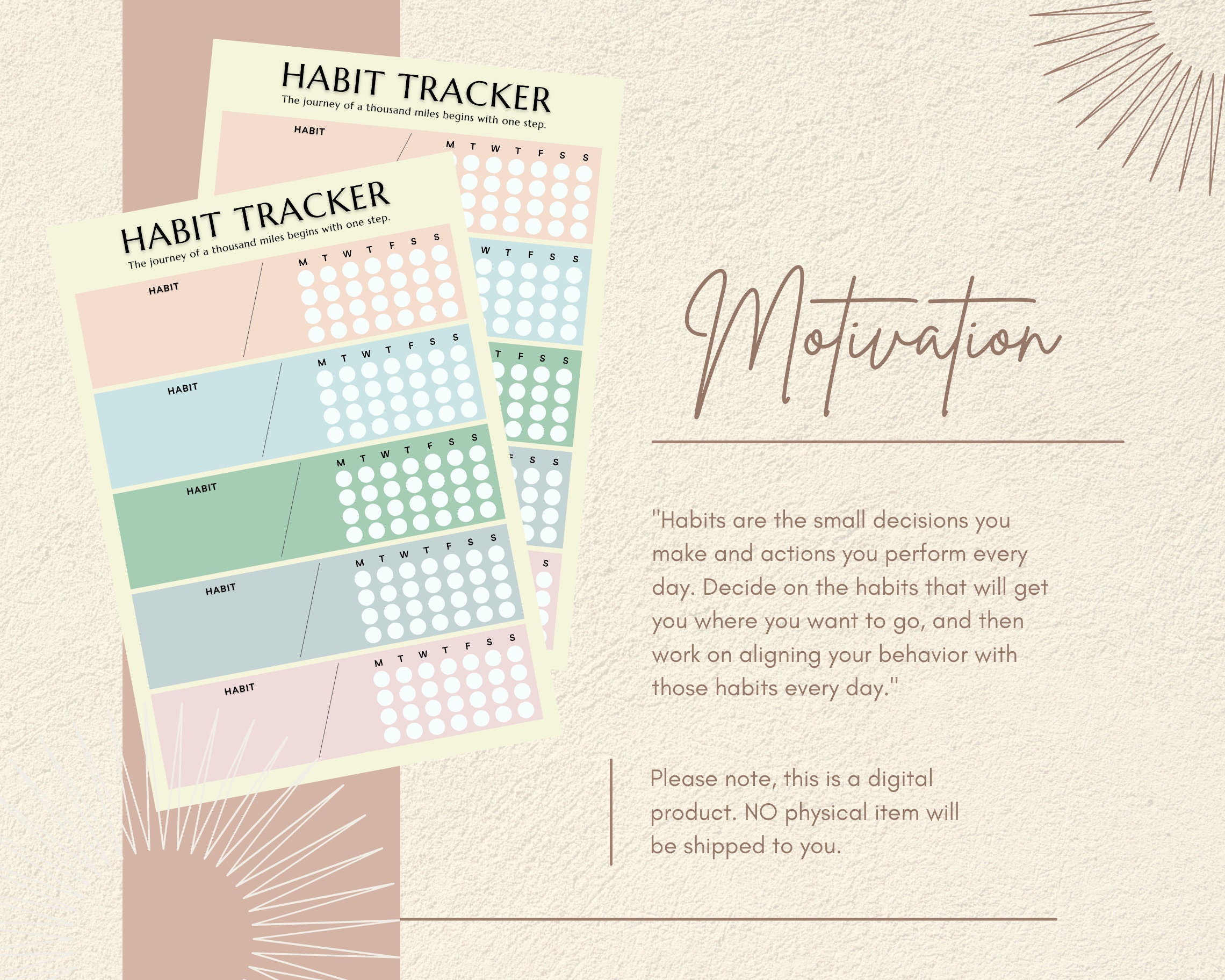 Colorful Habit Tracker Sheet Printable Digital Download - Etsy
